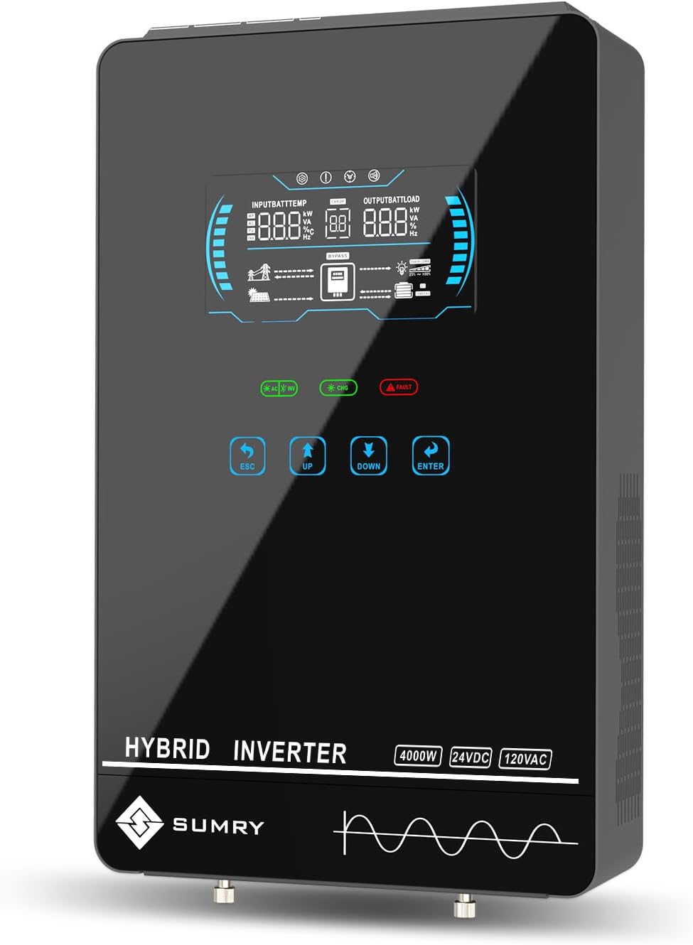 SRGFTS SUMRY 4000W Hybrid Solar Inverter Review Glass LCD Power ...